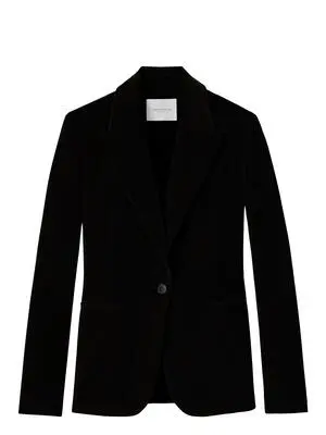 Lafayette 148 New York Cotton Velvet Tailored Blazer - Black