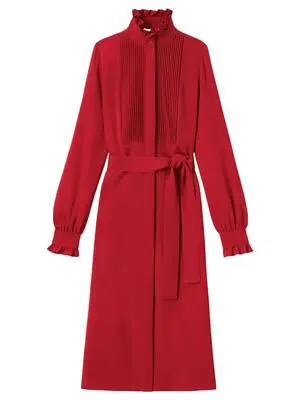 Lafayette 148 New York Organic Silk Shirtdress With Ruffle Details - Spark