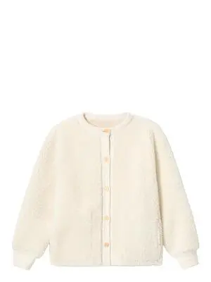 Lafayette 148 New York Reversible Shearling Suede Cardigan Jacket - Cloud/raffia