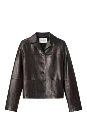Lafayette 148 New York Nappa Leather Patch Pocket Jacket - Black