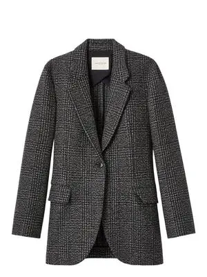 Lafayette 148 New York Plaid Wool Cashmere Neapolitan Jacket - Black Multi