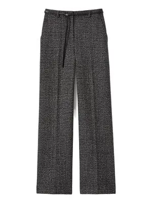 Lafayette 148 New York Plaid Wool Cashmere Wide-leg Trousers - Black Multi