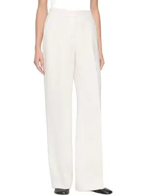 Lafayette 148 New York Wool Silk Crepe Tuxedo Pants - Cloud