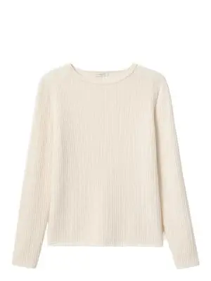 Lafayette 148 New York Cashmere Ribbed Crewneck Sweater - Cloud
