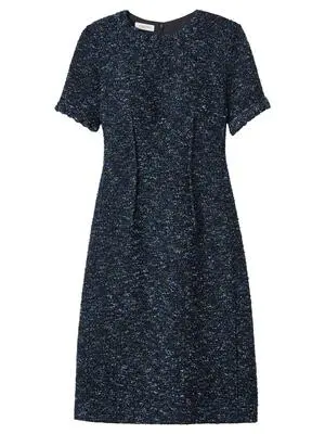 Lafayette 148 New York Boucle Tweed Sheath Dress - Ink Multi
