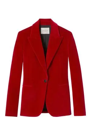 Lafayette 148 New York Cotton Velvet Tailored Blazer - Magnetic Red