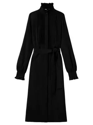 Lafayette 148 New York Organic Silk Shirt Dress With Belt - Black