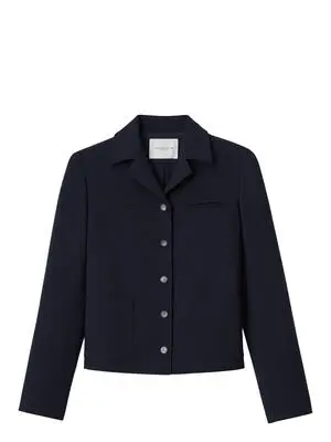 Lafayette 148 New York Wool Patch Pocket Jacket - Blue Ink