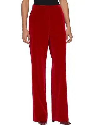 Lafayette 148 New York Cotton Velvet Straight Leg Pants - Magnetic Red