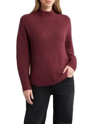 Caslon Shirttail Mock Neck Sweater - Burgundy Tannin