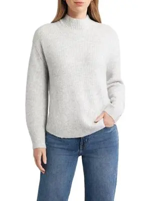 Caslon Shirttail Mock Neck Sweater - Grey Light Heather