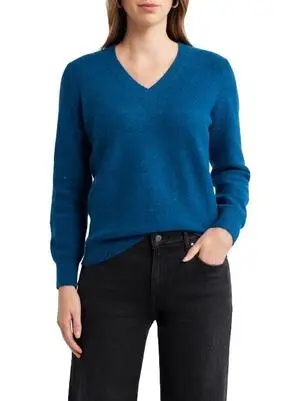 Caslon Sequin V-neck Sweater - Blue Poseidon