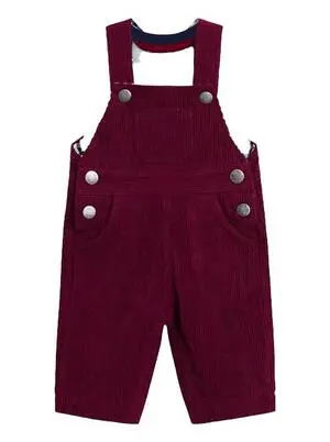 JOJO MAMAN BEBE Stripe Long Sleeve T-shirt And Corduroy Overalls Set - Burgundy
