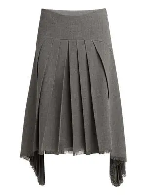 JIL SANDER Pleated Midi Skirt With Fringed Hem - Volcanic G