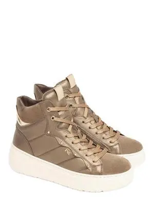 NEROGIARDINI Quilted High-top Sneakers - Taupe