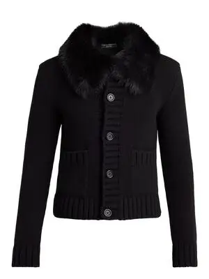 Dolce & Gabbana Shearling-collar Wool Jacket - Black