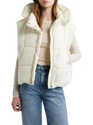 Dra Poppy Hooded Puffer Vest - Off White