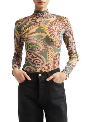 Etro Paisley Print Jersey Top - Stampa F.do Verde