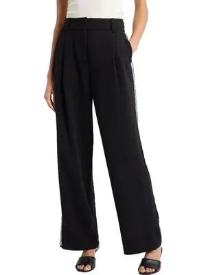 Wit & Wisdom Lace Trim Straight Leg Pant - Black