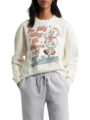 VINYL ICONS Meltdown Snowman Graphic Sweatshirt - Marshmallow