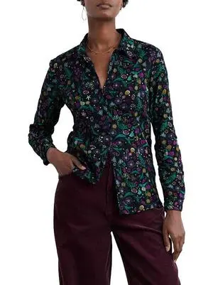 SEASALT CORNWALL Larissa Printed Organic Cotton Shirt - Illuminated Garden Onyx
