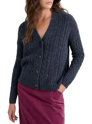 SEASALT CORNWALL Merino Wool Blend Cable Knit Cardigan - Knit Melange Maritime