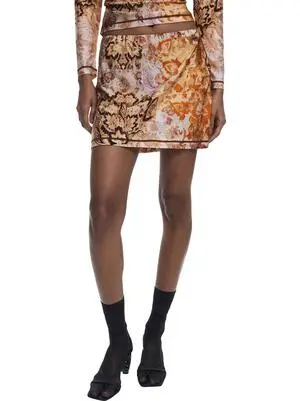 Desigual Textured Floral Miniskirt - Orange