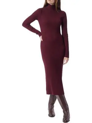 DO BY DEE OCLEPPO Merritt Long Sleeve Rib Sweater Dress - Maroon Banner
