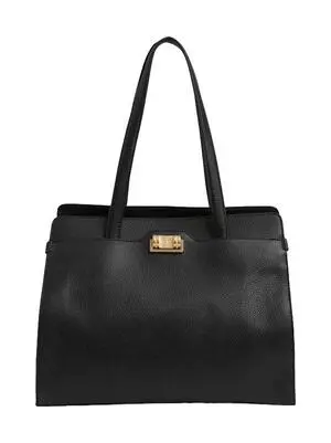REISS Delphine Leather Tote - Black