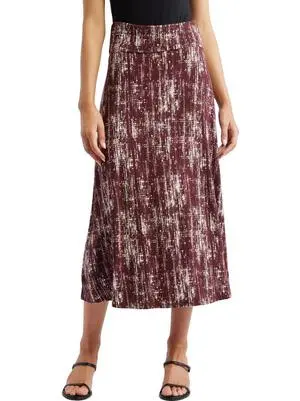 Loveappella Printed Maxi Skirt - Burgundy