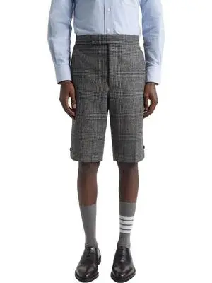 Thom Browne Prince Of Wales Plaid Tweed Tailored Shorts - Medium Grey