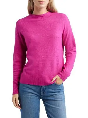 Caslon Funnel Neck Rib-Trim Sweater Pink Plumier