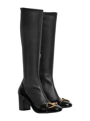 Gucci Leather Boots With Half Horsebit Detail - Black