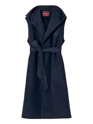 Gucci Wool Sleeveless Coat With Embroidery - Blue