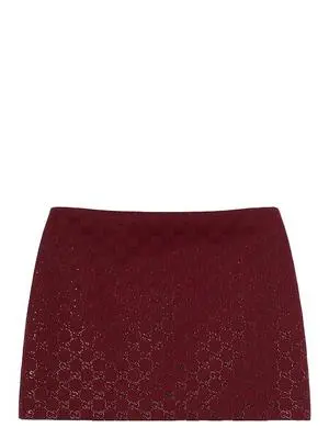 Gucci Gg Canvas Skirt With Crystals - Brown