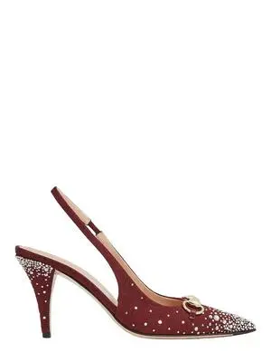 Gucci Slingback Pump With Crystal Horsebit - Bordeaux