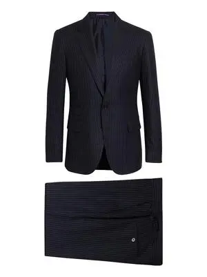 Ralph Lauren Purple Label Gregory Hand Tailored Pinstripe Wool Serge Suit - Navy/cream