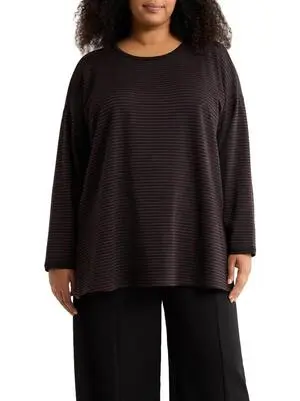 Eileen Fisher Stripe Relaxed Fit Tunic - Cassis