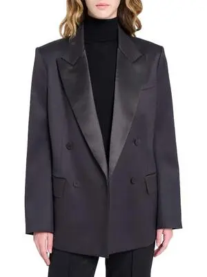 TWP Harper Double-breasted Tuxedo Jacket - Black