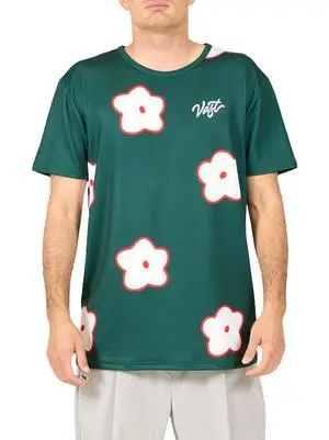 VAST Floral Print Performance T-shirt - Dark Green