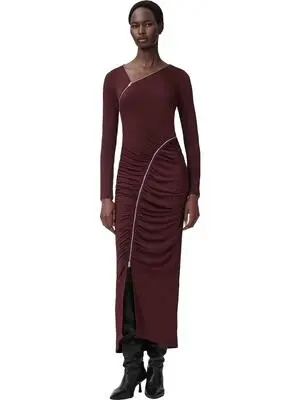 ALLSAINTS Elsie Zipper Maxi Dress - Oxblood Red