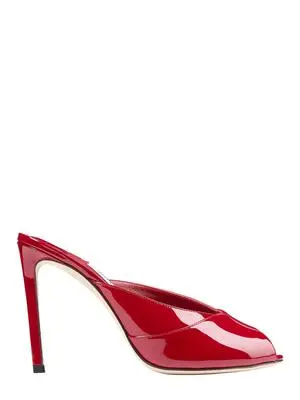 JIMMY CHOO Brigitte 100 Patent Leather Mules - Ruby Red
