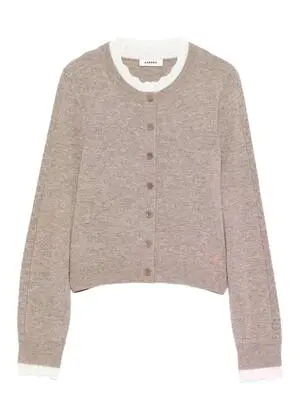 Sandro Button-detailed Lace-trimmed Cardigan - Neutrals