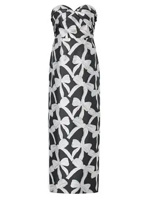 MILLY Donna Ribbon Jacquard Maxi Dress Black/silver