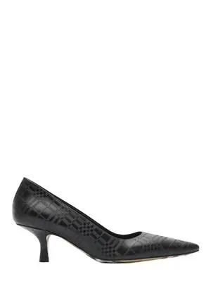 Burberry Check Leather Dame Low Pumps - Black