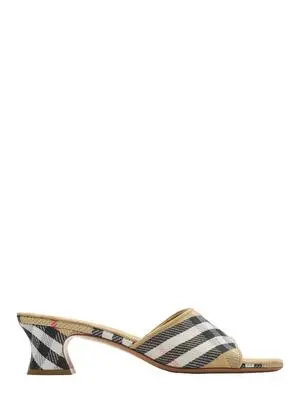 Burberry Check Sloane Mules - Sand Beige