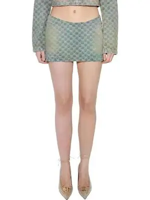 MISBHV Monogram-pattern Mini Skirt - Blue