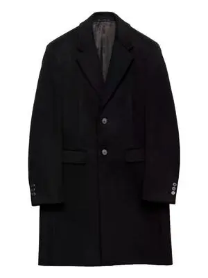 Prada Notch-lapel Wool Coat - Black