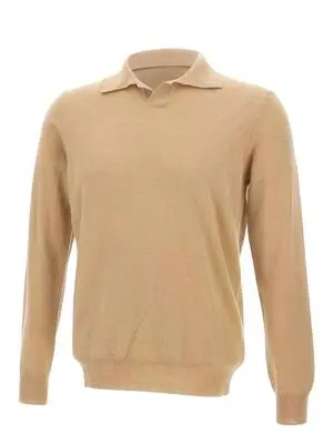 KANGRA Johnny-collar Ribbed Pullover - Neutrals