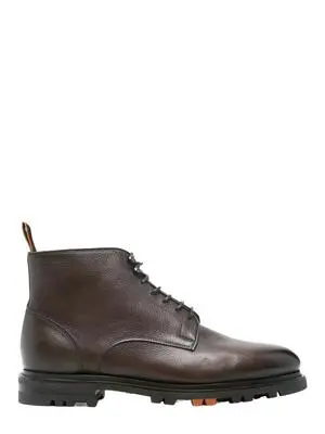 Santoni Lace-up Leather Boots - Brown